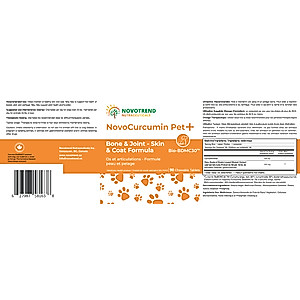 NovoCurcumin Pet+ BioBDMC30 Bone & Joint - Skin & Coat Formula - 90 Chewable Tablets