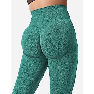 YEOREO Women Seamless Workout Leggings Gym High Waist Smile Contour Yoga Pants Green