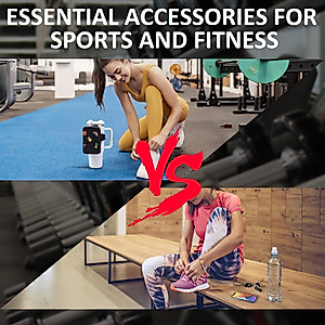 HCVUINL Silicone Water Bottle Pouch with 5 Charms, Water Bottle Handheld Caddy for Quencher Adventure 40oz & Stanley IceFlow 20oz 30oz,Tumbler Pouch Sports Gym Bottle Accessories,Black