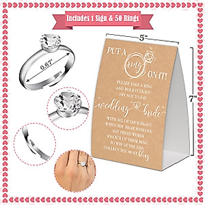 Bridal Shower Games Put A Ring on It,Bridal Shower Decorations,Rustic Wedding Game Card,Engagement Party Games,Bridal Shower Favors,Plastic Rings for Bridal Shower Game(16)