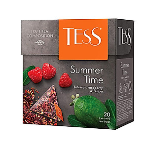 Tess Summer Time Fruit Tea Composition Hibiscus, Raspberry and Feijoa Leaf Tea in 20 Pyramid Sachets