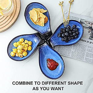Nihow Ceramic Spoon Rest: 4 Inch Stable Utensil Rest - Heat Resistant Spoon Holder for Kitchen counter/Countertop/Stove Top - Dishwasher Safe - Elegant Blue (1 PC)
