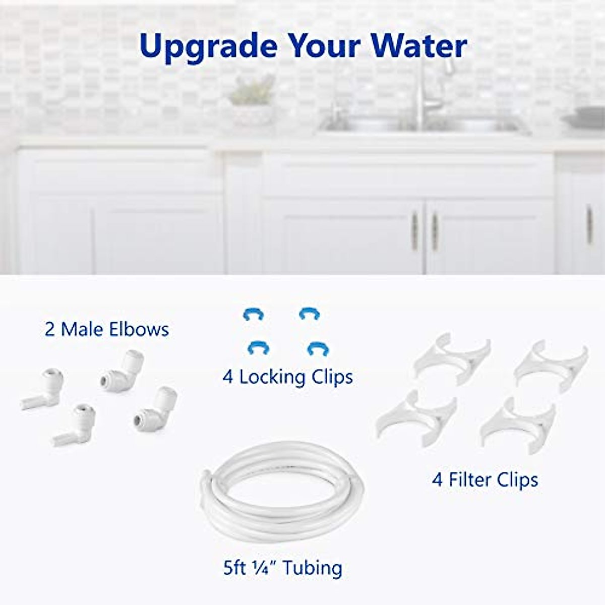 Filter Upgrade Kit for Reverse Osmosis and Under Sink Water Filtration System – Add a New Filtration Stage to Your System – Includes Adapters for ¼” Threaded and Quick Connect Filters – Express Water