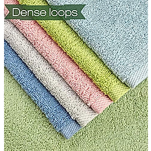Cleanbear Cotton Hand Towels and Wash Cloths Set with Assorted Colors (6 Towels and 6 washcloths)