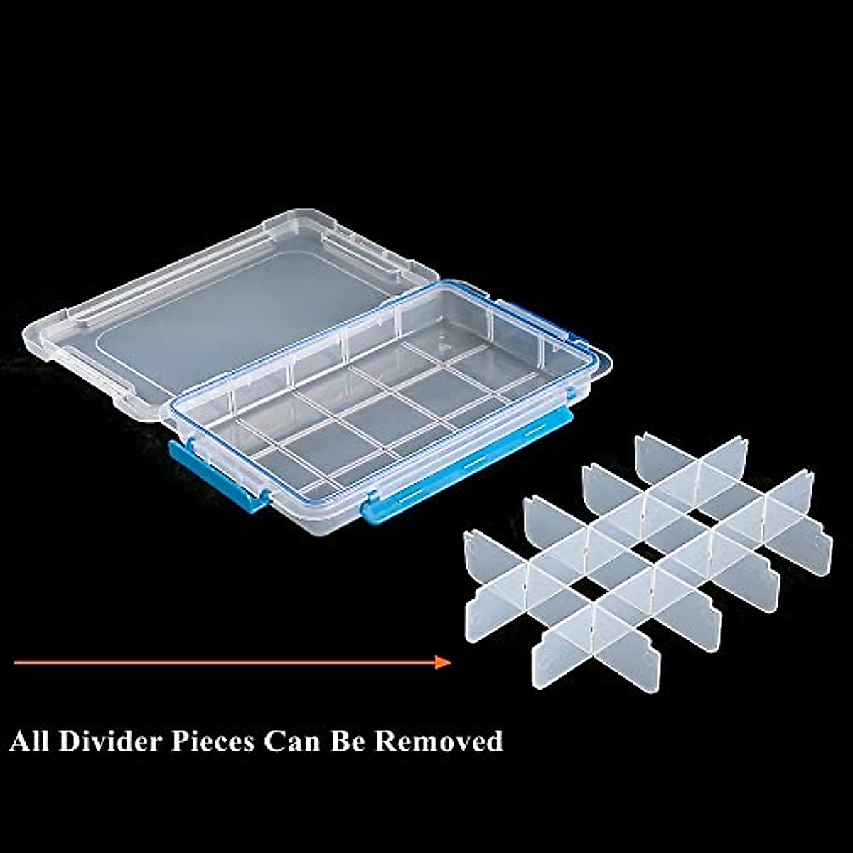 BangQiao 2 Pack Adjustable Plastic Divider Storage Box Container for Bead, Button, Small Parts, 15 Grids, Clear