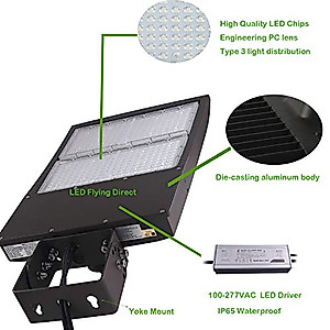 480V 300W LED Parking Lot Lights, 42000LM 1000W MH/HPS Equiv. Surge Protection 5000K DLC UL LED Shoebox Lights for Sports Court Parking Lot, Trunnion Mount
