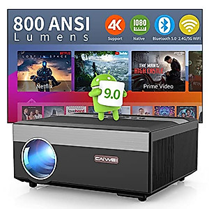 CAIWEI 5G Outdoor Projector 4K Bluetooth, LCD Daytime Home Video Projectors Wireless WiFi 12000Lumen Smart Android TV Compatible with Netflix Disney+ Prime Video HDMI USB PC
