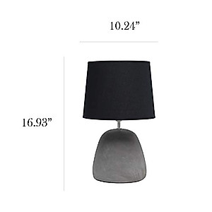 Simple Designs LT2058-BLK Round Concrete Table Lamp, Black 10.25"L x 10.25"W x 16.5"H
