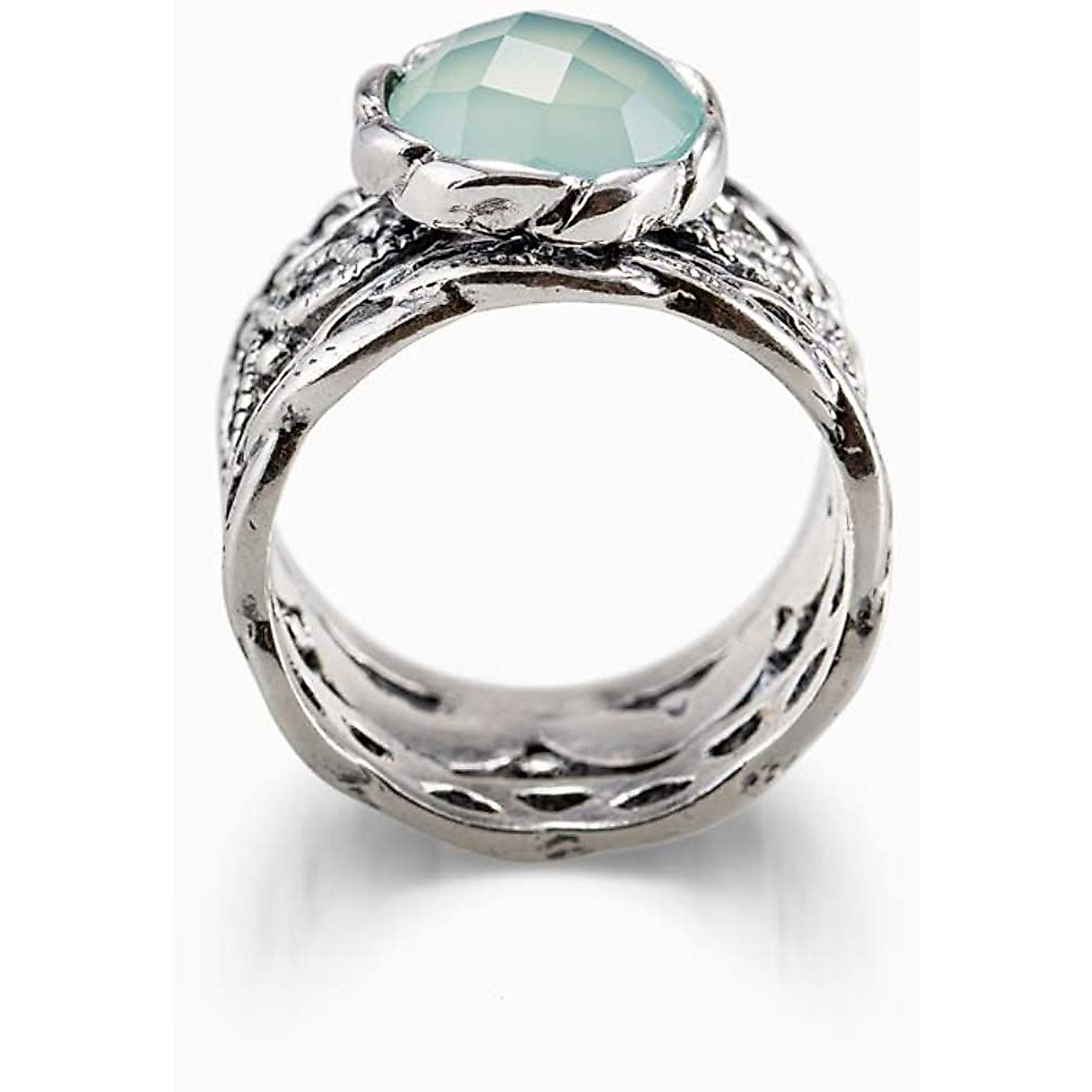 Joolala Sterling Silver Aqua Chalcedony Ring - 925 Silver Ring for Women - Rose Cut Blue Chalcedony 3.3ct - Elegant, Modern Design - Ideal for Office, Special Occesions (10)