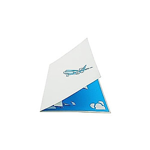 PopLife Jet Airplane Pop Up Card for All Occasions - Happy Birthday, Graduation, Congratulations, Retirement, Work Anniversary, Fathers Day - Pilots, Plane Travelers - Folds Flat for Mailing