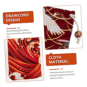 Cabilock 4pcs Drawstring Bag Pocket Wallet Straw Purse Folding Bracket Straw Carrying Bag Silk Drawstring Bag Utensil Holder Cutlery Bags Tableware Bag Japanese Style Tableware Bag Fabric