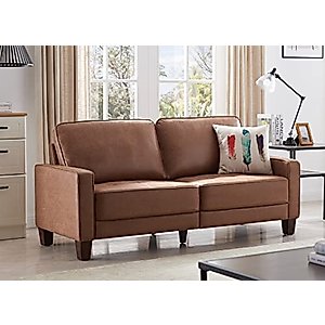 MODERION Loveseat Sofa, 70” L Couch with Solid Wood Frame, Living Room Couches with Technology Fabric, Easy Assembly 2-seat Sofa for Bedroom,Office,Small Space Yellowish Brown TSF21202LT