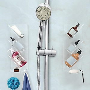 Fippkargo Shower Caddy 2 Pack, Acrylic Shower Shelves for Bathroom Organizer,Shower Wall Organizer with Water Guide,No Drilling Shampoo Holder Rack Wall Mounted,Shower Shelf for Inside Shower