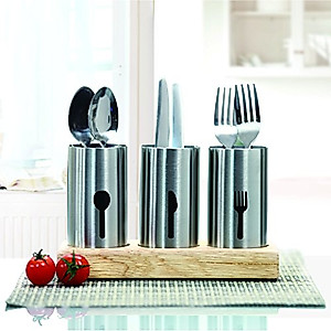 Stainless Steel Flatware & Silverware Cutlery Holder Caddy - Upright Utensil Holder For Countertop - Organize Your Spoons, Knives, Forks - Ideal for Kitchen, Dining, Entertaining, Picnics, Party table
