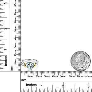 Gem Stone King 925 Sterling Silver and 10K Yellow Gold 10MM Heart Shape Gemstone Birthstone and Diamond Engagement Ring For Women | Available In Size 5, 6, 7, 8, 9