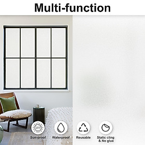 MAGIDEKOR Window Privacy Film with Installation Tools,Frosted Glass Window Film,Heat Blocking Static Clings Reusable Frosting Window Film for Bathroom Home Office,17.5 Inch X 6.5 Feet
