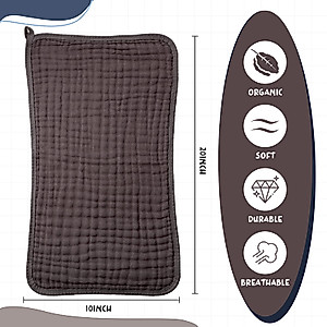 6 Pieces Large 20 x 10 Inch Muslin Multi-Colors Muslin Washcloths Burping Cloth Diapers 6 Absorbent Layers Face Towels for Baby (Simple Colors)