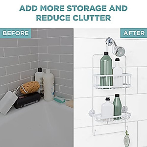 Zenna Home Hanging Over-the-Shower Caddy, 2 Baskets, White