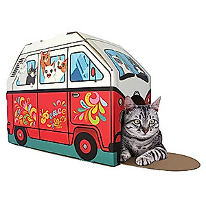 American Cat Club Cat House with Scratcher & Catnip included - Retro Van
