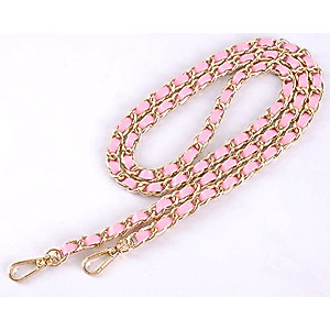 VanEnjoy Purse Chain Strap with Tassel - Microfiber Leather - Replacement for Shoulder Crossbody Straps for Handbag (Pink-Gold Chain with Tassel)