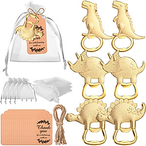 30 Pcs Dinosaur Bottle Openers Baby Shower Return Favors for Guests Bottle Opener Decorations and Souvenirs with Organza Bags Thank You Tags for Dinosaur Party Favors