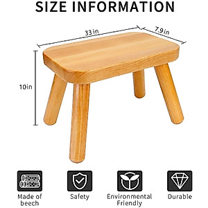 KVIPY Wood Stool Step, Solid Hard Seat Stool with Non-Slip Feet, 10 Inch Doorway Shoe Changing Stool for Bathroom, Living Room, Bedroom, Laundry Room, Garden