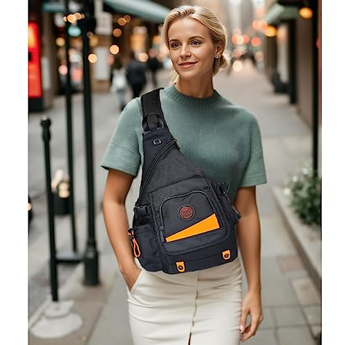 INNTURT Large Sling Bag Backpack Pack 13" 14" Laptop Bag Satchel Travel Backpack Black