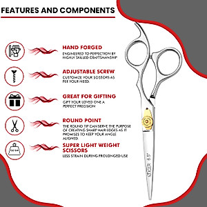 Nixcer Hair Cutting Scissors -Sharp Razor Edge Blade Hair Shears Series - 6.5" With Fine Adjustment – Stainless Steel Hair Scissors Professional For Men, Women & Babies (Silver)