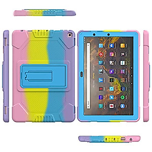 SZYCD Fire HD 10 / Fire HD 10 Plus Tablet Case (11th Generation 2021 Release), Heavy Duty Shockproof Rugged Drop Proof Tablet Case w/Kickstand, PC+TPU Dual-Layer Defense (Purple)