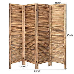 4 Panel Room Dividers, 5.6 FT Tall Room Dividers and Folding Privacy Screens, Partition Room Dividers, Wood Room Divider Style, Decorative Room(Natural)
