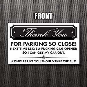 Funny Bad Parking Business Cards - Thank You For Parking So Close, You Suck At Parking Notes Cards Fake Ticket for A Gag Gift Or Prank, 3.5 x 2 Inch