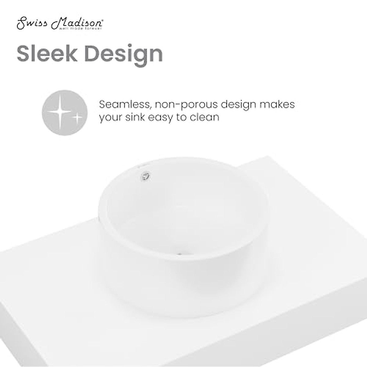 Monaco 36" Floating Bathroom Shelf with Vessel Sink in Glossy White