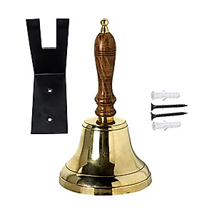 ARSUK Hand Bell for Adults, Wooden Handle Large Ringing Call Bells for Sick Person, Seniors, Teachers, Patients, Wedding, Santa, Christmas, Services 23.8 x 10.7 x 10.5, 240gm (4" Brass)