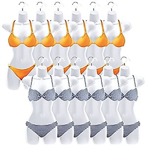 6 Pcs Hanging Mannequin Body Torso Female Women Dress Form with Hanger Hook Hip Long Hollow Back Mannequin Torso Thickened Plastic Shirt Display White (31.1 x 16.1 Inch)