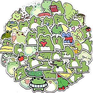 50 Pieces Frog Stickers Cartoon Vinyl Waterproof Stickers for Laptop,Guitar,Motorcycle,Bike,Skateboard,Luggage,Phone,Hydro Flask, Gift for Kids Teen Birthday Party