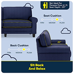 Serta Copenhagen 78" Sofa - Pillowed Back Cushions and Rounded Arms, Durable Modern Upholstered Fabric - Navy Blue