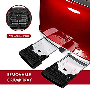 REDMOND 4 Slice Toaster Retro Stainless Steel Toasters with Bagel Defrost Cancel Function, 6 Browning Settings, Red, ST033 WT-340C