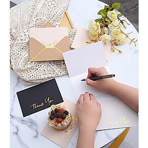 Heavy Duty Thank You Cards with Envelopes - 36 PK - Gold Thank You Notes 4x6 Inches Thank You Cards Wedding Thank You Cards Small Business Graduation Bridal Shower Vintage Navy Green Brown