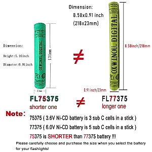 6V NIMH 2600mAh Rechargeable Flashlight Battery Compatible with Streamlight SL20X-LED 77375 77175 Rechargeable NiMH Battery Stick for SL-20XP Flashlights OXWINOU Digital Battery 1-Pack