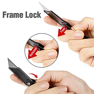 MOSSY OAK 2-pack Folding Pocket Utility Knife Set, Quick Change Box Cutter with Frame Lock, EDC Foldable Razor Knife with Belt Clip, Stone Washed