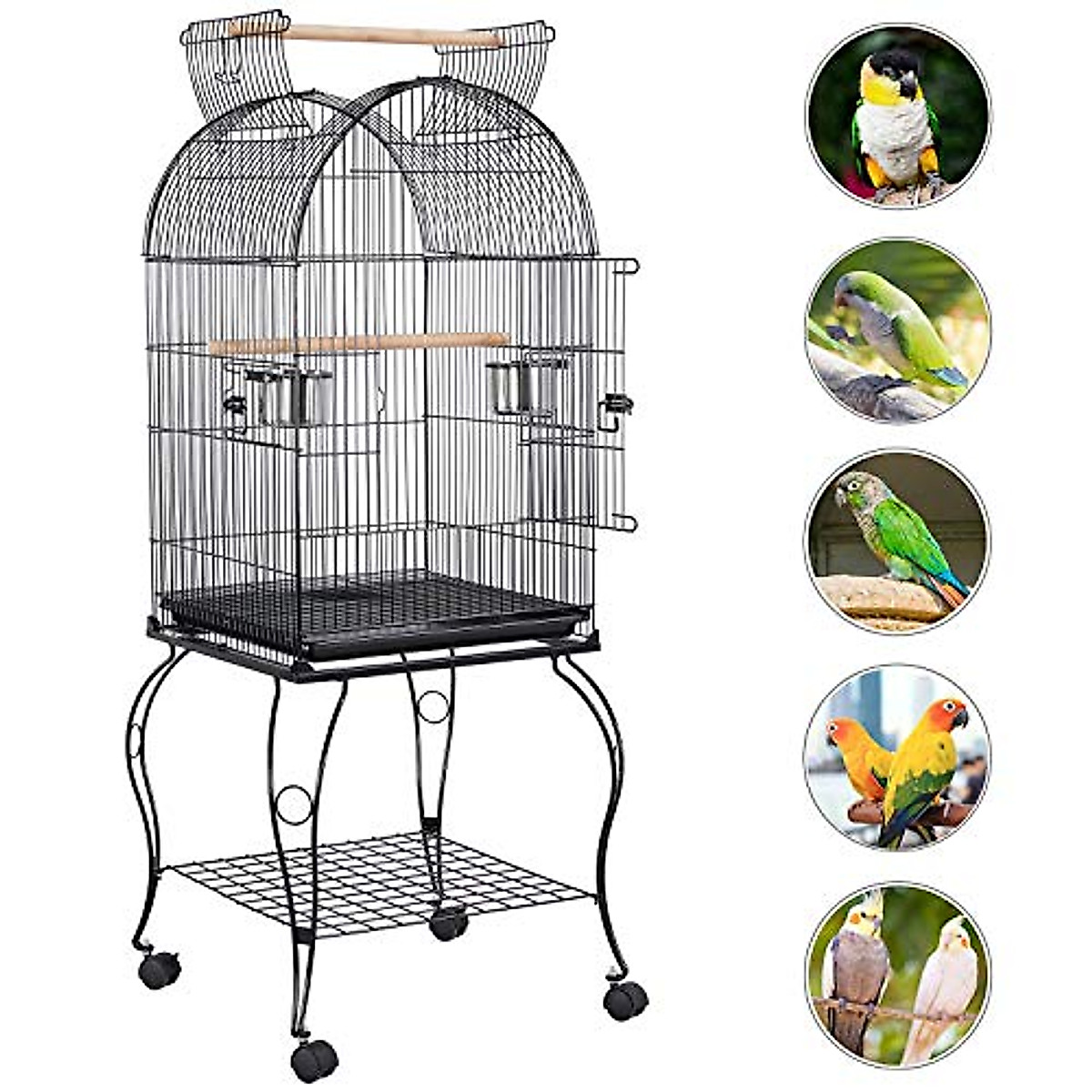 Yaheetech 59-inch Dome Open Top Large Medium Parrot Bird Cage On Stand for Sun Parakeets Conures Quaker Parrot Rolling Cockatiel Bird Cage