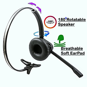 INNOTALK Wireless Headset Compatible with Polycom VVX150, VVX250, VVX350, VVX450, VVX500, VVX600, VVX1500 with an EHS Cord - Desk Office Phone Call Center Wireless Headset(Pioneer)