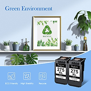 Valuetoner Supply Ink Cartridges Replacement for Canon 275XL 275 XL PG-275 XL PG275 Black Ink Cartridge to use with Canon TS3522 TS3520 TR4720 TR4722 Printer (2 Black)