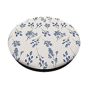 Blue Flower Pattern White PopSockets Standard PopGrip