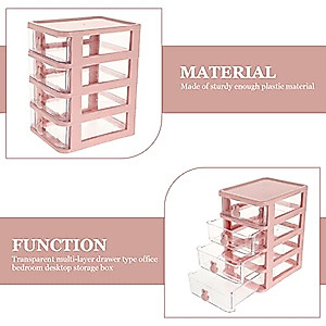 Tofficu 4 Drawer Plastic Storage, Clear Clear Plastic Drawers Storage, 5.3 * 6.7 * 8.3inch Drawer Plastic Drawer Desktop Storage for Craft Organizers And Storage