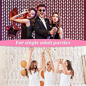 3PCS Bachelorette Party Decorations, Tassel Curtains Photo Backdrop for Wedding Bridal Shower Hen Bride to Be Party Supplies (Silver)