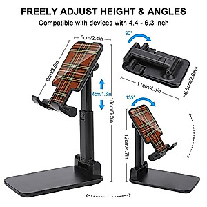 Plaid Cell Phone Stand Foldable Tablet Holder Adjustable Cradle Desktop Accessories for Desk