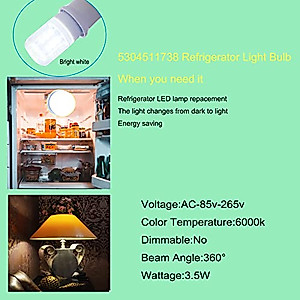 LaWana KEI D34L Refrigerator Bulb Replacement for Frigidaire 5304511738 LED Refrigerator Light Bulb Replace AP6278388 PS12364857 AP6278388 4584444 (D34l Bulb 3.5W 2 Pack)