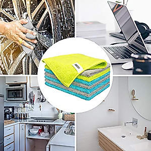 FIXSMITH Microfiber Cleaning Cloth - Pack of 8, Size: 12 x 16 in, Multi-Functional Cleaning Towels, Highly Absorbent Cleaning Rags, Lint-Free, Streak-Free Cleaning Cloths for Car Kitchen Home Office.