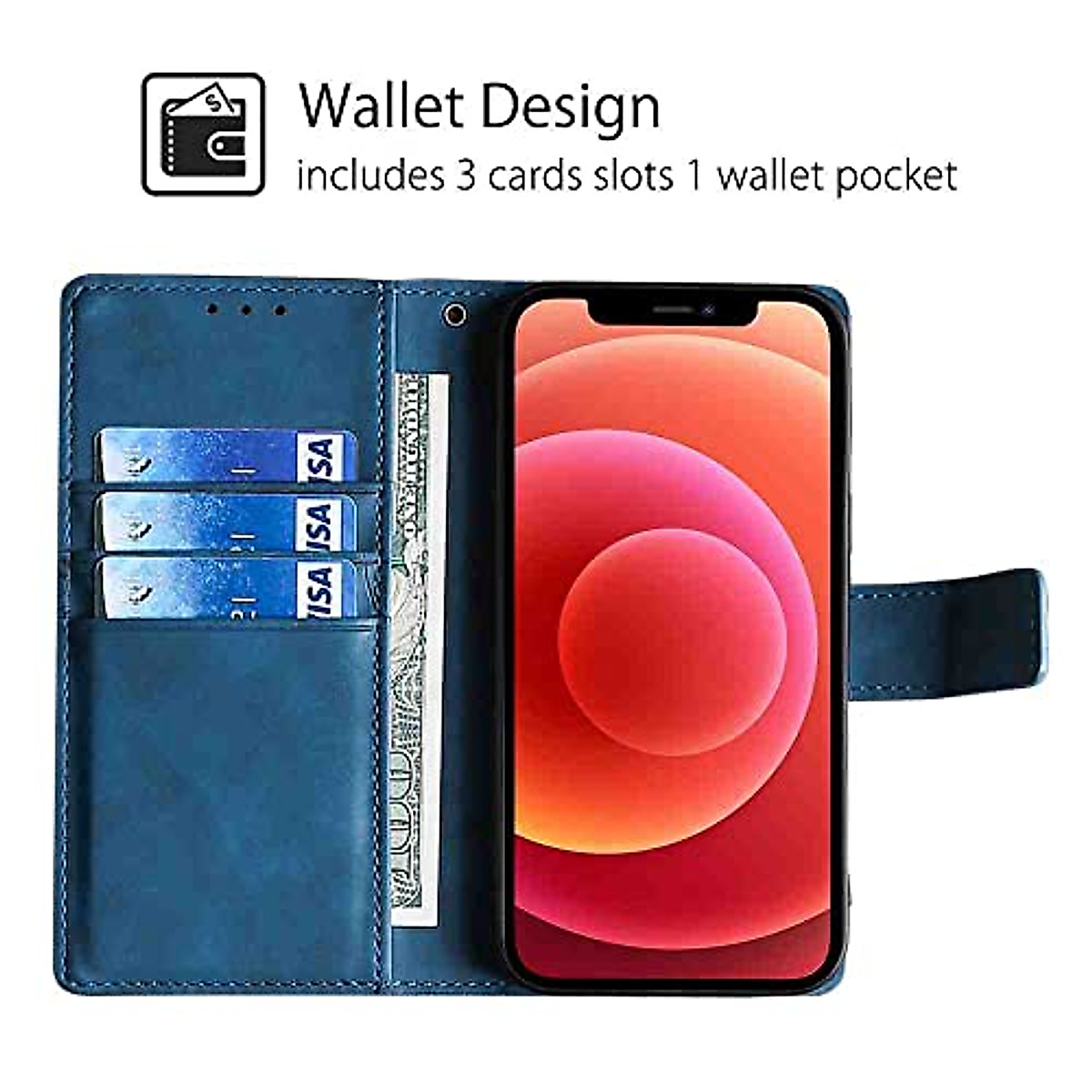 DIIGON Phone Cover Wallet Folio Case for Oppo REALME 7 PRO, Premium PU Leather Slim Fit Cover for REALME 7 PRO, Good Touch, Blue